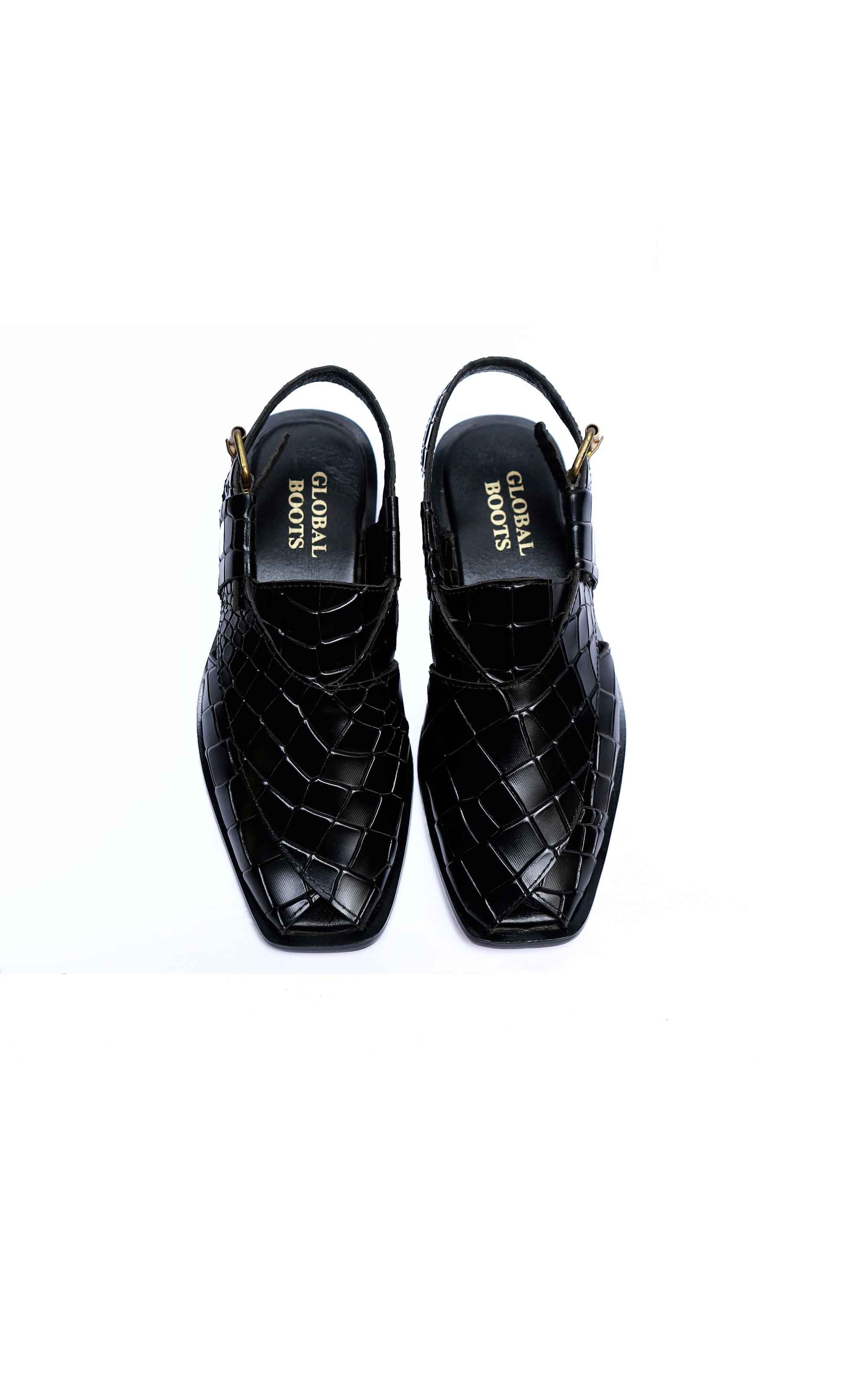 Croc Handmade Leather Chappal Black – Luxury Handmade Leather Shoes ...