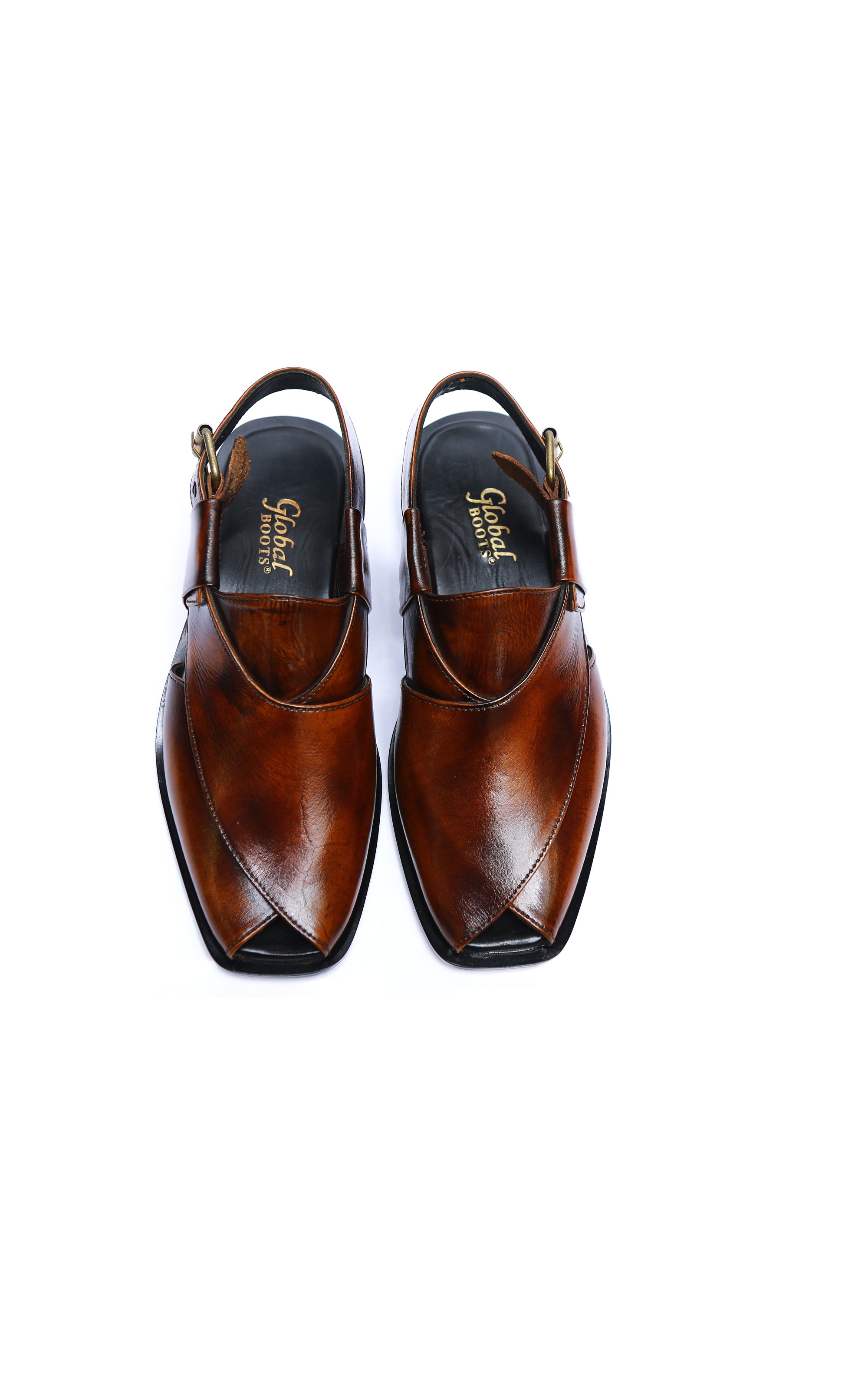 Traditional Handmade Plain Leather Peshawari Chappal Two-Tone – Luxury ...