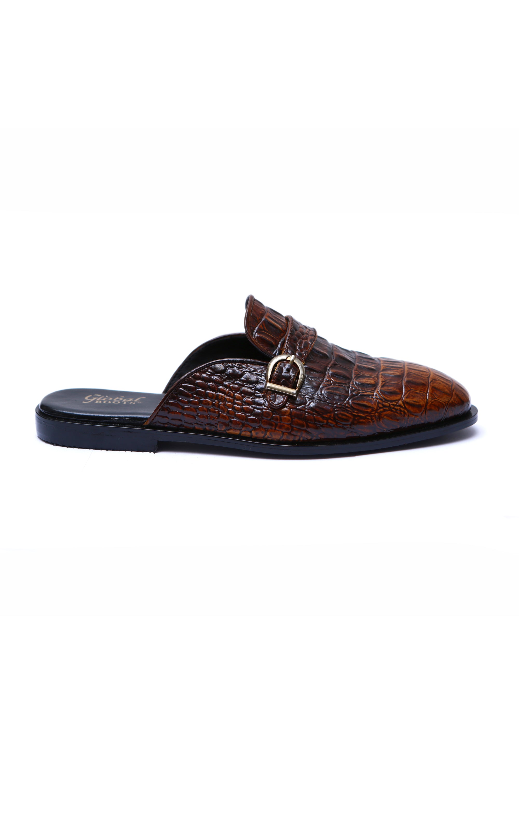 Single Buckle Croc Two Tone Backless Mules – GLOBAL BOOTS | LAHORE