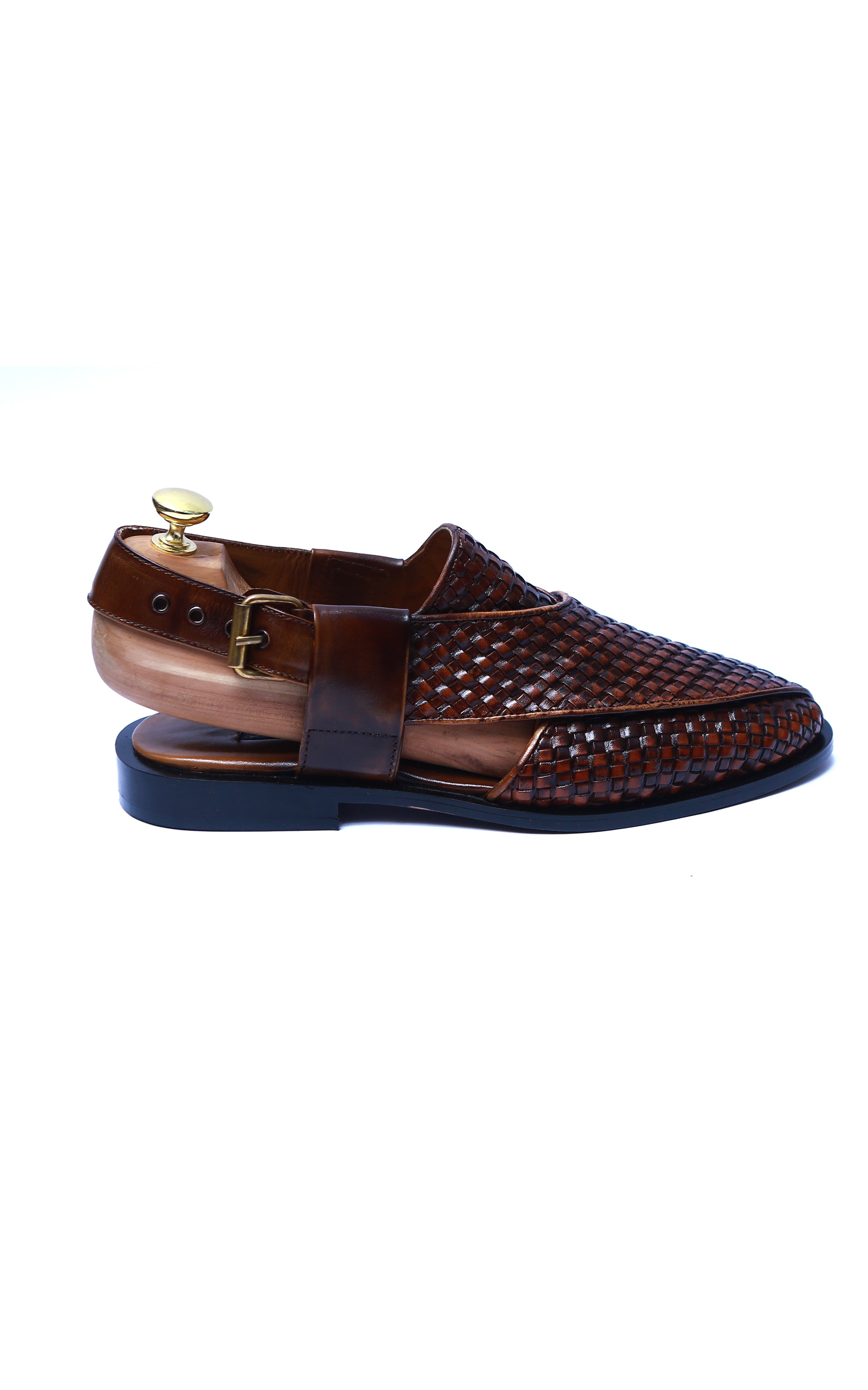 Hand Knitted Peshawari Chappal Closed Two Tone – Luxury Handmade ...
