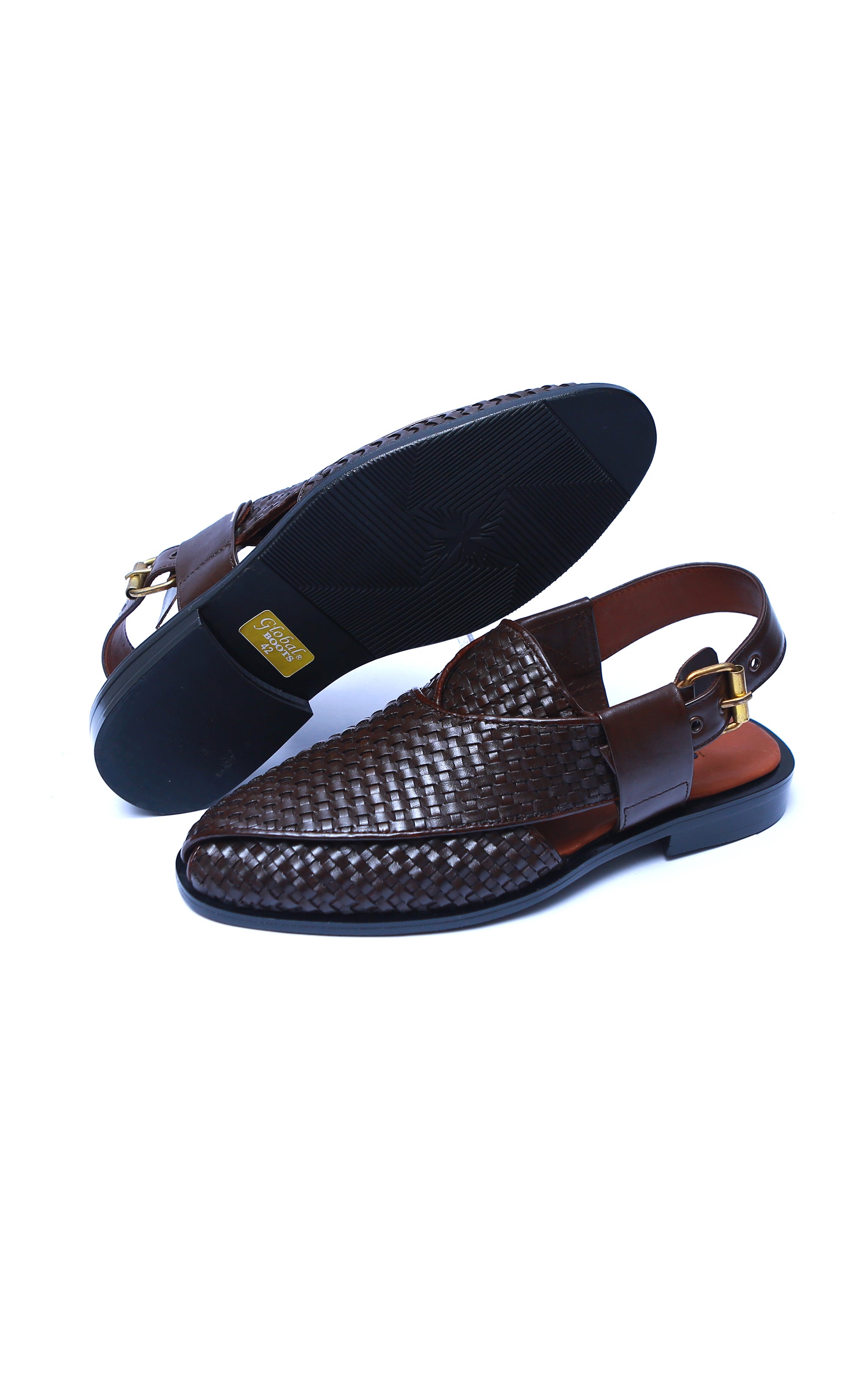 Hand Knitted Peshawari Chappal Closed Brown – Luxury Handmade Leather ...